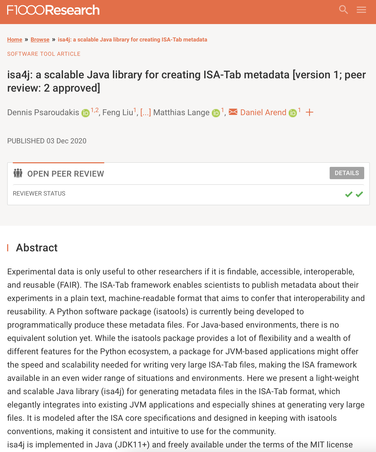 isa4j: a scalable Java library for creating ISA-Tab metadata | ISA tools